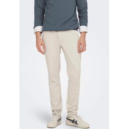 Only & Sons ONLY & SONS Herren Chinos "ONSMARK SLIM GW 0209 PANT NOOS", beige, Gr. 34, unifarben, Web, Obermaterial: 64% Viskose, 31% Polyester, 5% Elasthan,