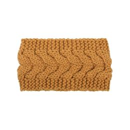 styleBREAKER Stirnband 'Grobstrick Stirnband mit Zopfmuster' Damen Gr&ouml;&szlig;e One Size curry
