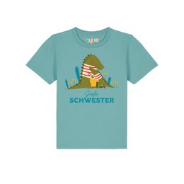 Watabout.kids T-Shirt 'Krokodil Gro&szlig;e Schwester' Jungen Gr&ouml;&szlig;e 122/128 t&uuml;rkis