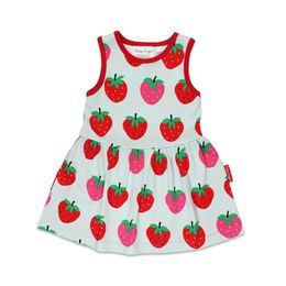 Toby tiger Dress 'Bio-Baumwoll Kinder Sommerkleid mit Erdbeer-Druck' girl size 104 Sky blue