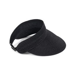 styleBREAKER Cap 'Papierstroh Visor Cap Einfarbig' female size 54/64 Black