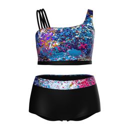 Ulla Popken Swimsuit female size XL Blue / Red violet / Black
