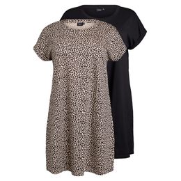 ZIZZI Kleid 'Mbrynn' Damen Gr&ouml;&szlig;e 62/64 cappuccino / schwarz Sommerkleid