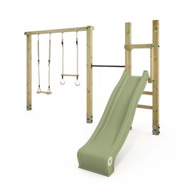 Stabile Garten-Schaukel mit Rutsche - Aero Flow Kletterger&uuml;st f&uuml;r Kinder - Massivholz Premium Pfosten 11x11 cm - Inklusive Anker-Set von Wickey