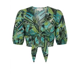 Apricot Tropical Leaf Patchwork Tie Front Top ' ' Damen Gr&ouml;&szlig;e XXL rot