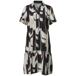 Street One Knielanges Kleid mit Kurzarm und Print Damen Gr&ouml;&szlig;e 46 dunkelbraun Sommerkleid