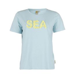 ROADSIGN australia Shirt 'T-Shirt Sea Breeze mit dekorativer Applikation, aus elastischer & komfortabler Baumwolle' female size M Light blue