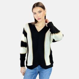 Elara Pullover Damen Gr&ouml;&szlig;e XS/XL gold / schwarz / eierschale