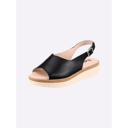 Heine Damen Sandalette, Schwarz, Gr. 38, Sandalen & Sandaletten, Material: Rindsleder
