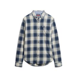 Superdry & Co Button Up Shirt male size XXL marine blue / Dusty blue / Black / Wool white