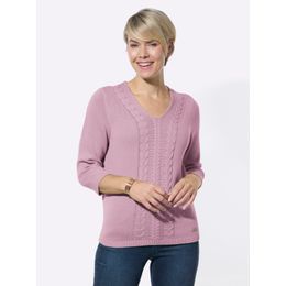 WITT Damen V-Ausschnitt-Pullover mit Rippb&uuml;ndchen, ros&eacute;, Gr&ouml;&szlig;e 50