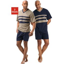 Le Jogger Herren Pyjama, marine, beige, Gr&ouml;&szlig;e 44/46