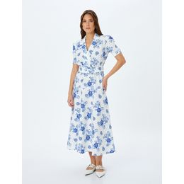 KOTON Kleid Damen Gr&ouml;&szlig;e 36 blau / wei&szlig; Sommerkleid