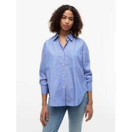 Tommy Hilfiger Damen Hemdbluse "MODERN POPLIN BLUE STR SHIRT LS"stacking stp, verona blau, Gr. 34, gestreift, Web, Obermaterial: 100% Baumwolle,