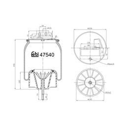 febi bilstein Federbalg, Luftfederung 47540 Vorderachse rechts 230mm f&uuml;r Iveco
