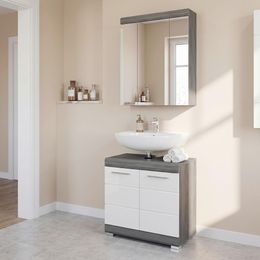 Mid.you Badezimmer Scout, Wei&szlig; Hochglanz, Kunststoff, 2-teilig, 7 F&auml;cher, 60 cm, FSC Mix, Badezimmer, Badm&ouml;belsets & Badm&ouml;belserien, Badm&ouml;bel-Set