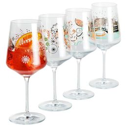 Ritzenhoff Spritzerglas Sommerrausch, T&uuml;rkis, Wei&szlig;, Beige, Ros&eacute;gold, Glas, 4-teilig, 544 ml, 20.3x26.6x19.4 cm, Made in Germany, Essen & Trinken, Gl&auml;ser, Weingl&auml;ser, Wei&szlig;weingl&auml;ser