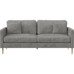 3-Sitzer &raquo;Highland&laquo; pflegeleichter Veloursbezug, Sitz und R&uuml;cken gepolstert, Sitzh&ouml;he 46cm grau Veloursstoff 100% Polyester B/H/T: 184cm x 81cm x 85cm
