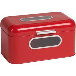 ECHTWERK Brotkasten &raquo;Retro&laquo; Brotaufbewahrung, Brotbox mit zwei praktischen Sichtfenstern, small rot Metall B/H/L: 16,5cm x 16cm x 28cm