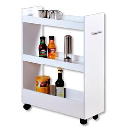 Kesper K&uuml;chenwagen &raquo;Nischenregal, wei&szlig;, FSC&laquo; 1 Stk. tlg. mit 4 Lenkrollen, 2 davon feststellbar wei&szlig; Holzwerkstoff B/H/T: 60cm x 78cm x 22cm