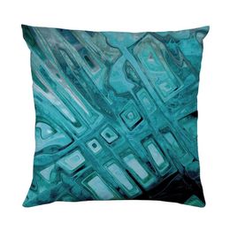 queence Dekokissen &raquo;Abstraktes Muster t&uuml;rkis&laquo; Beidseitig bedruckte Kissenh&uuml;lle, Kissen 40x40cm, inkl. Rei&szlig;verschluss blau Polyester B/L: 40cm x 40cm, 