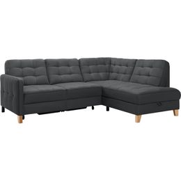 exxpo - sofa fashion Ecksofa &raquo;Elio, kompakt & bequem, zeitloses Design, Breite 228cm, L-Form&laquo; wahlweise mit Bettfunktion und Bettkasten schwarz B/H/T: