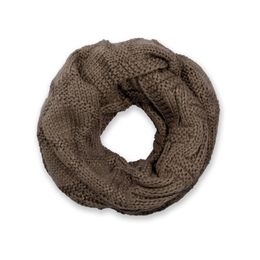 styleBREAKER Tube Scarf 'Strick Loop mit Gitter und Rippenmuster' female size One size Taupe