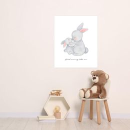 L&uuml;ttenh&uuml;tt Bild mit Rahmen &raquo;oder Poster, Gro&szlig;er Hase und Hasenkind&laquo; Fantasy Liebesspr&uuml;che Schriftzug Tiere 1 Stk. tlg. HD Premium Druck bunt Papier B/H/T: 30cm x