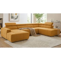 OTTO home Wohnlandschaft &raquo;Ballerup 359 x 228 cm, auch mit verstellbarer Sitztiefe&laquo; Kopfteile verstellbar, aus pflegeleichtem, weichem Bezugsstoff, U-