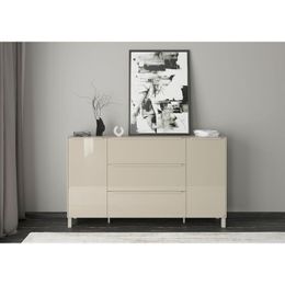 set one by Musterring Sideboard &raquo;Reno&laquo; 1 Stk. tlg. Mit Vierkantfu&szlig; in diversen Farben, 106 cm H&ouml;he & Farbauswahl beige Glas, Holzwerkstoff B/H/T: 