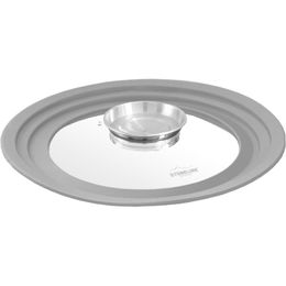 Stoneline Universaldeckel mit Silikonrand, f&uuml;r 24/26/28 cm grau Edelstahl, Glas, Silikon &Oslash; 28cm