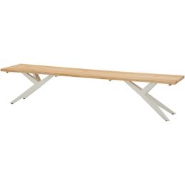 Musterring Sitzbank &raquo;Freilicht B&auml;nke&laquo; 1 Stk. tlg. Massives Teak mit Baumkante, in drei Gr&ouml;&szlig;en: 220, 240 und 280 cm braun Edelstahl, Holz B/H/T: 220cm x 46cm x 