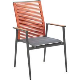 Musterring 4-Fu&szlig;stuhl &raquo;Freilicht Armlehnstuhl&laquo; () 1 Stk. Aluminium, Kunststoff, Massivholz B/H/T: 61cm x 94cm x 66cm, 1 Stk., Mischgewebe, Vierfu&szlig;gestell,mit 