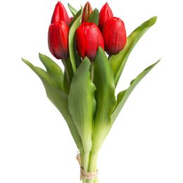 Kunstblume &raquo;Willa&laquo; Tulpenb&uuml;ndel im 7er-Set rot Kunststoff B/H/L: 16cm x 32cm, 7 Stk.