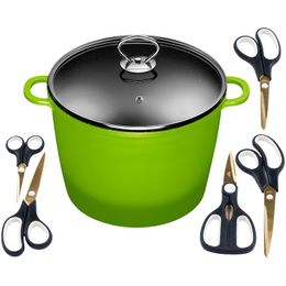 King Suppentopf Set, 7 Stk. tlg. Aluminiumguss gr&uuml;n &Oslash; 24cm + H&ouml;he 18cm