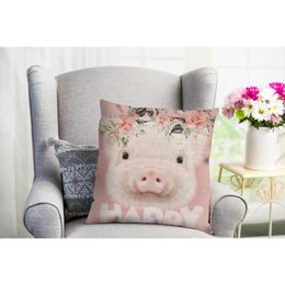 queence Dekokissen &raquo;Barney&laquo; s&uuml;&szlig;es Schweinchen rosa Polyester B/L: 40cm x 40cm, 1 Stk.