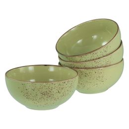 Creatable Schale &raquo;Nature Collection, Buddha Bowl 4-tlg&laquo; 4 Stk. aus Steinzeug Handwerklicher Look, Vintage, H&ouml;he 7,5 cm gr&uuml;n Steinzeug &Oslash; 17,5cm