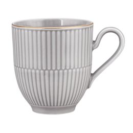 Seltmann Weiden Becher &raquo;Amina&laquo; Kaffeebecher, Tasse, mit Relief und edler Goldumrandung grau Porzellan &Oslash; 12cm x 9,6cm, 360ml, 1
