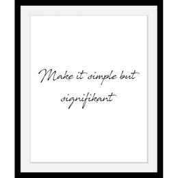 queence Bild &raquo;Simple&laquo; Motivationsbilder Schriftzug Schwarz-Wei&szlig; Spa Spa Bilder HD Premium Poster-Druck inkl. Holzrahmen schwarz Acrylglas, Holz, 