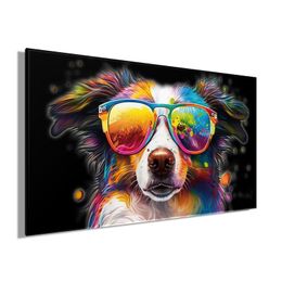 Leinwandbild &raquo;Wandbild BUNTER HUND XXL 90x150 cm &ndash; Leinwandbild Keilrahmen Deko&laquo; Hundebilder 1 Stk. tlg. auf Keilrahmen gespannt bunt Canvas, MDF B/H/
