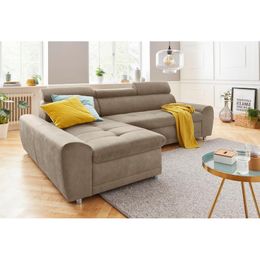 Sit & More sit&more Ecksofa &raquo;Riva L-Form&laquo; inklusive Kopteilverstellung, wahlweise mit Schlaffunktion beige Flachgewebe (100% Polyester);Luxus-Microfaser (100% 