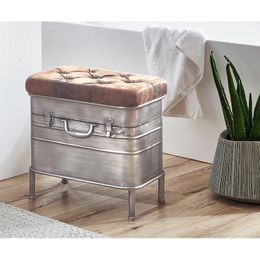 HAKU Bank &raquo;Flurbank, Garderobenbank, Sitzbank&laquo; rechteckig - aus Metall Grau - B/T/H 51/34/48 cm bunt Metall B/H/T: 51cm x 48cm x 34cm, Kunstleder