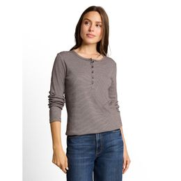 Tom Tailor Damen Tom Tailor Langarmshirt mit feinen Streifen und Rundhals braun 3XL