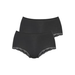 Lascana Damen Lascana Taillenslip 2er-Pack, aus hochwertiger Modal-Qualit&auml;t mit Spitze schwarz 36/38