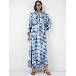 Bigdart Kleid Damen Gr&ouml;&szlig;e 46 blau / hellblau / braun / wei&szlig; Sommerkleid