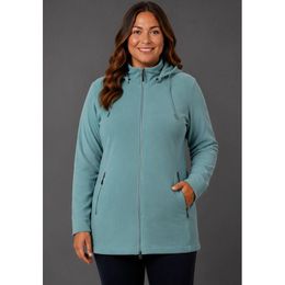 Polarino Damen Fleecejacke &raquo;Gro&szlig;e Gr&ouml;&szlig;en&laquo; mit Kapuze f&uuml;r kalte Tage, aus Fleece, sportlicher Stil, atmungsaktiv blau 58
