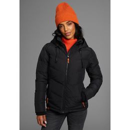 Kangaroos Damen Kangaroos Winterjacke mit Kapuze mit Kapuze und Kordelzug, Rei&szlig;verschlusstaschen und Innentasche schwarz 42