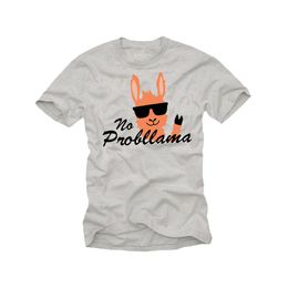Makaya Shirt 'No Probllama' Herren Gr&ouml;&szlig;e S hellgrau