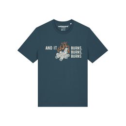 Watapparel T-Shirt 'And It Burns' Herren Gr&ouml;&szlig;e L orange / weinrot / naturwei&szlig;