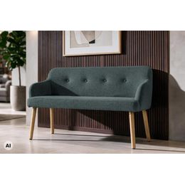 Riess Ambiente Nordische Sitzbank SCANDINAVIA MEISTERST&Uuml;CK 115cm petrol gr&uuml;n natur Massivholz mit Armlehne Riess-Ambiente